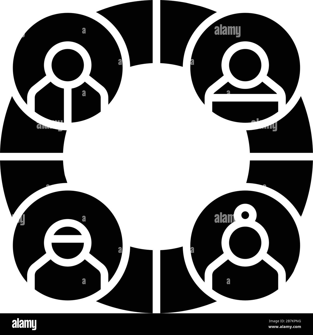 Team work black icon, concept illustration, vector flat symbol, glyph ...