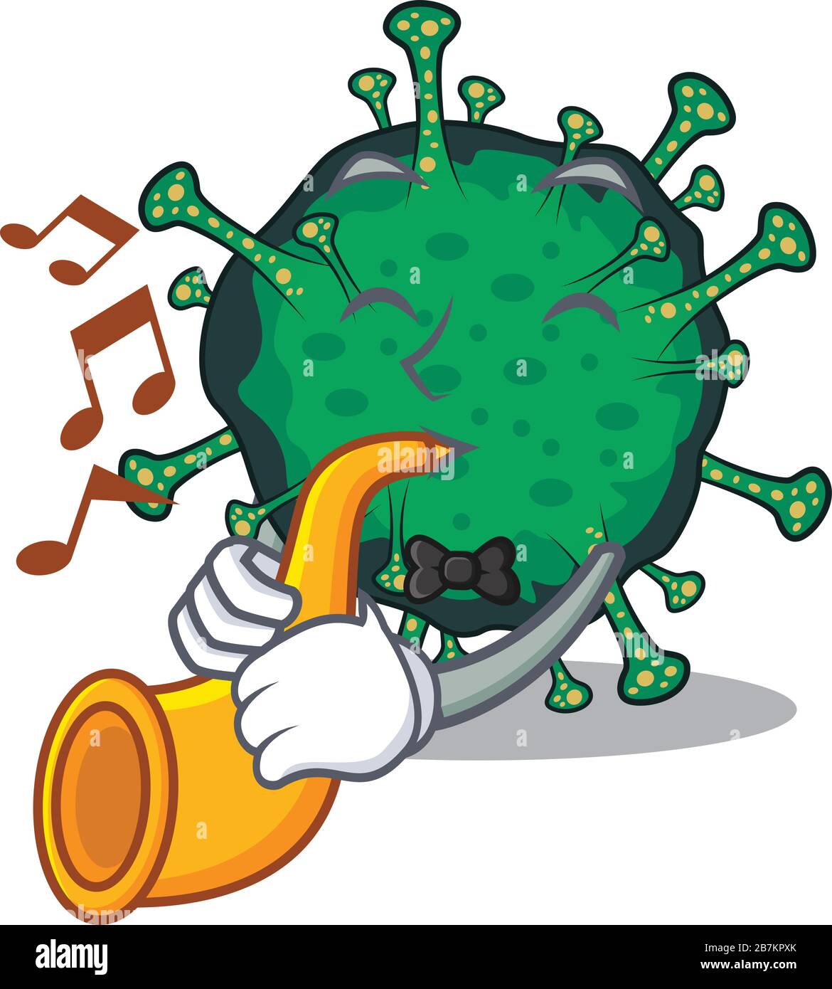 Bat coronavirus cartoon character design playing a trumpet Stock Vector ...