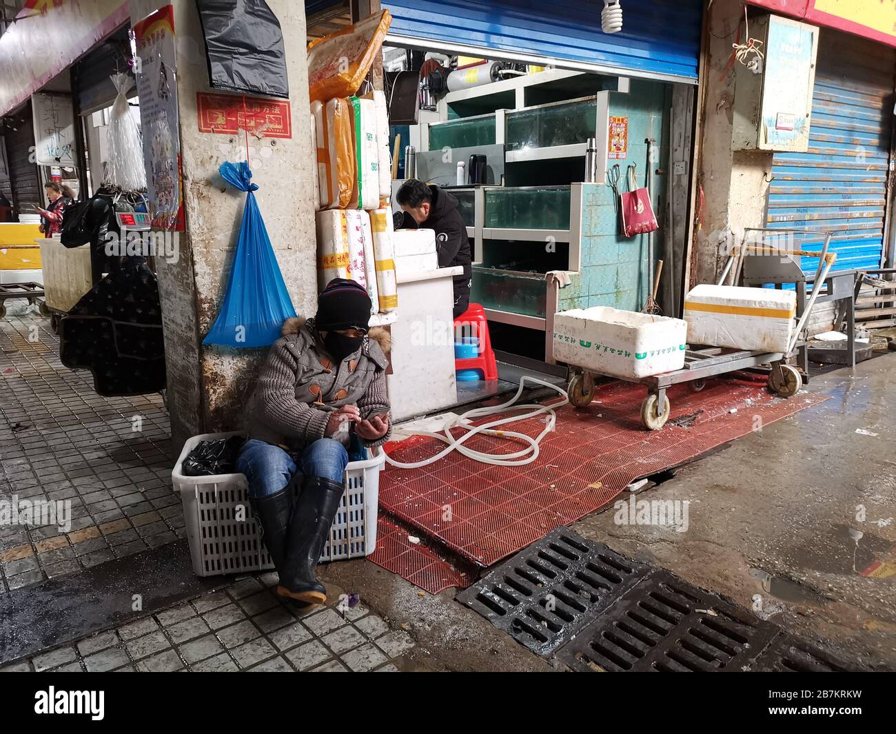 View of Wuhan Huanan Wholesale Seafood Market before its closure in ...