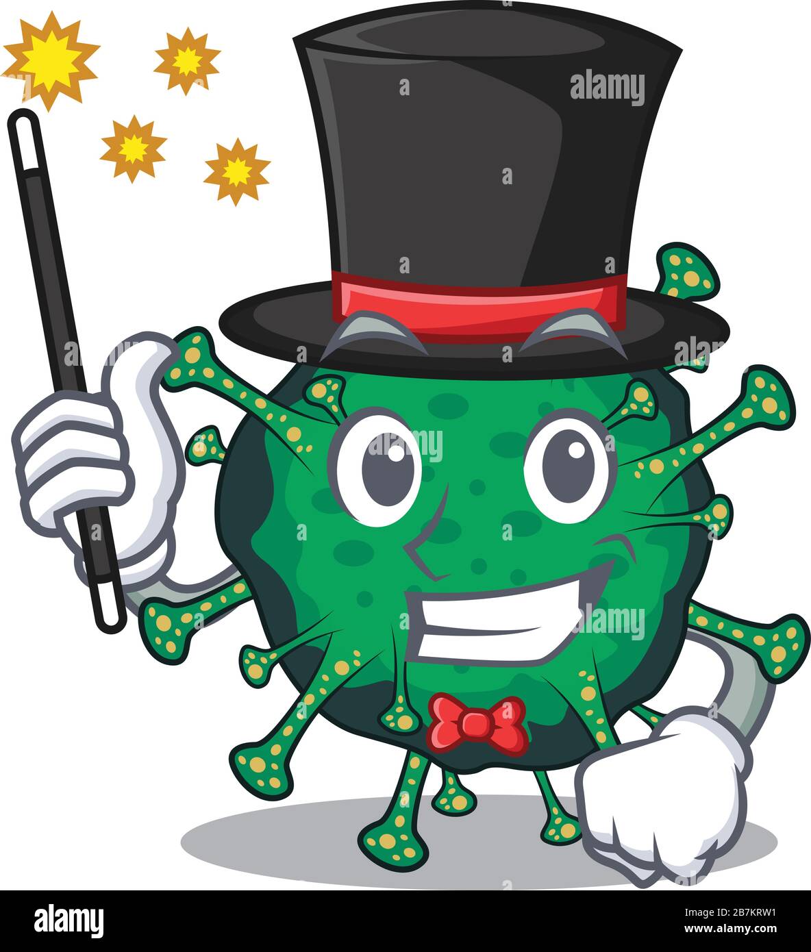 Charming bat coronavirus cartoon design performance as a Magician style ...