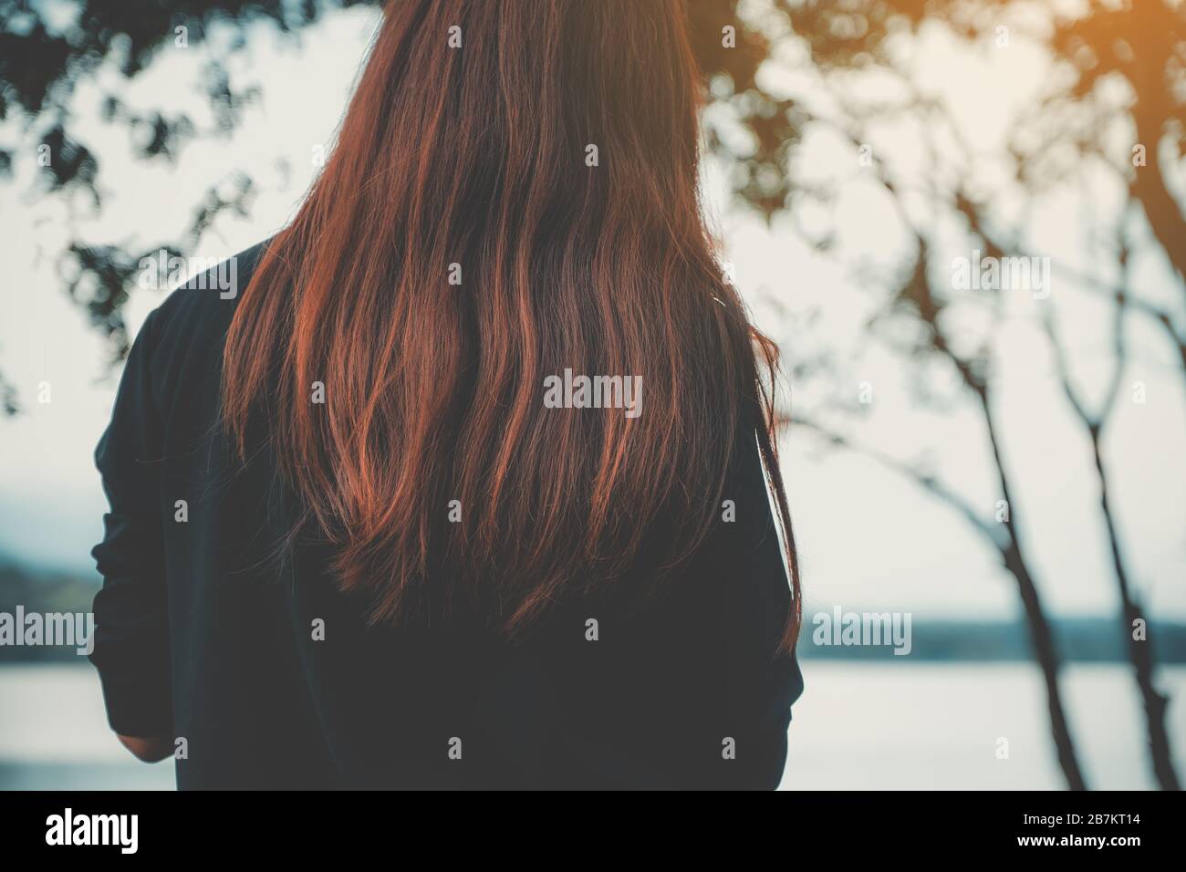 Closeup sad woman feeling alone hi-res stock photography and images - Alamy