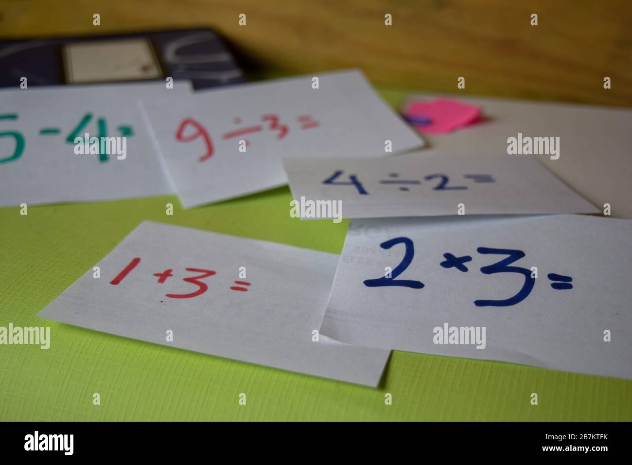 Math write on a sticky note isolated on Office Desk. Education concept ...