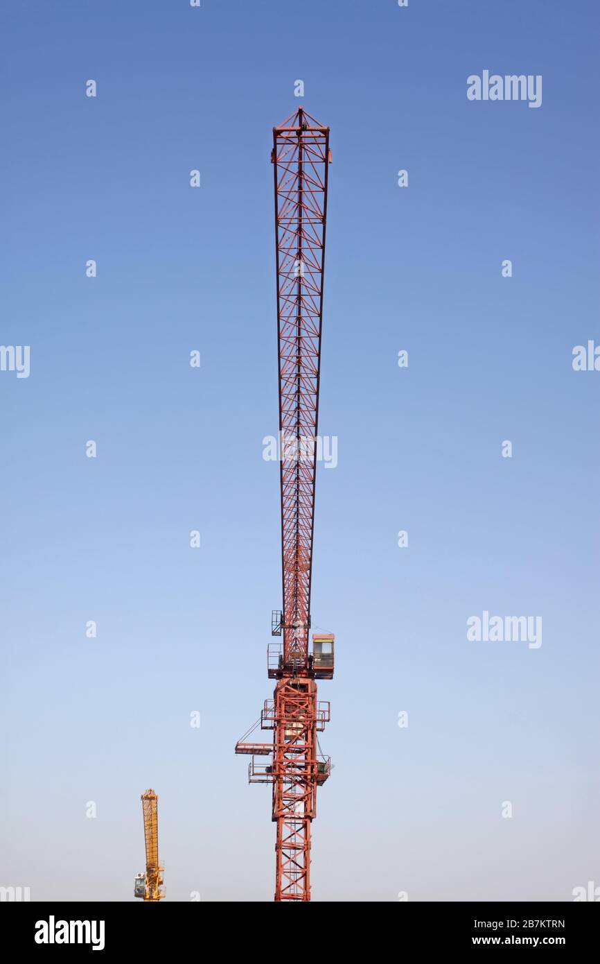 tower crane in the blue sky background Stock Photo - Alamy