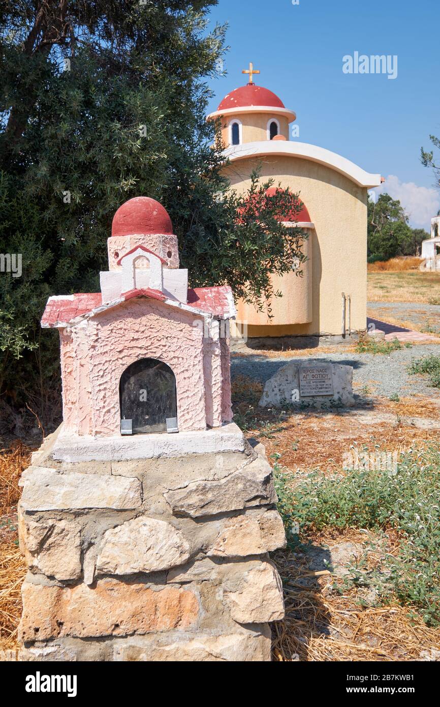 Colorful shrine Proskinitari with the small small private church on the ...