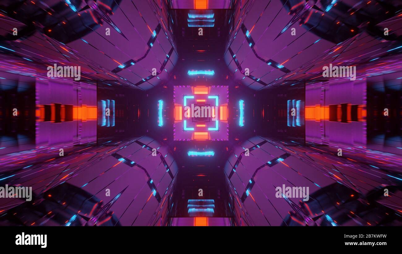 Abstract background with colorful glowing neon lights, a 3D rendering ...