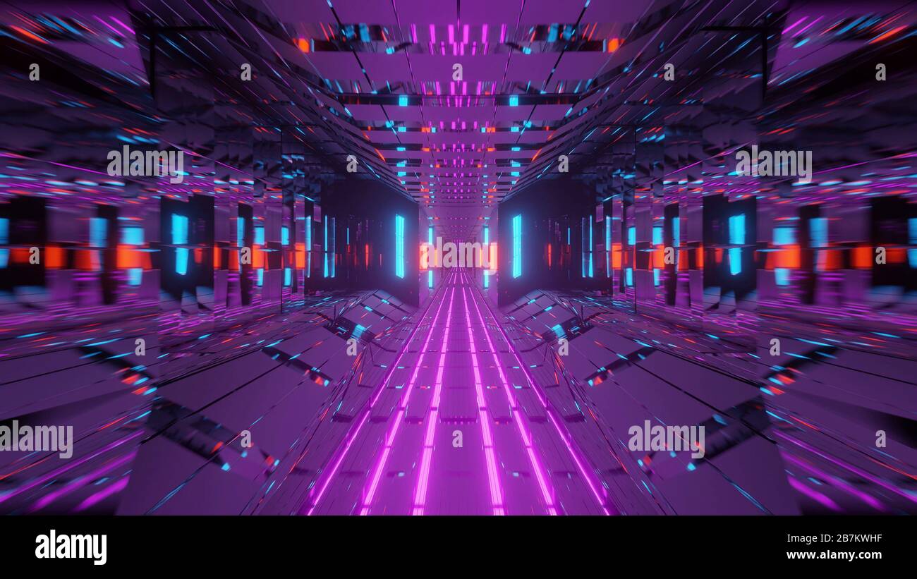 Abstract background with colorful glowing neon lights, a 3D rendering ...