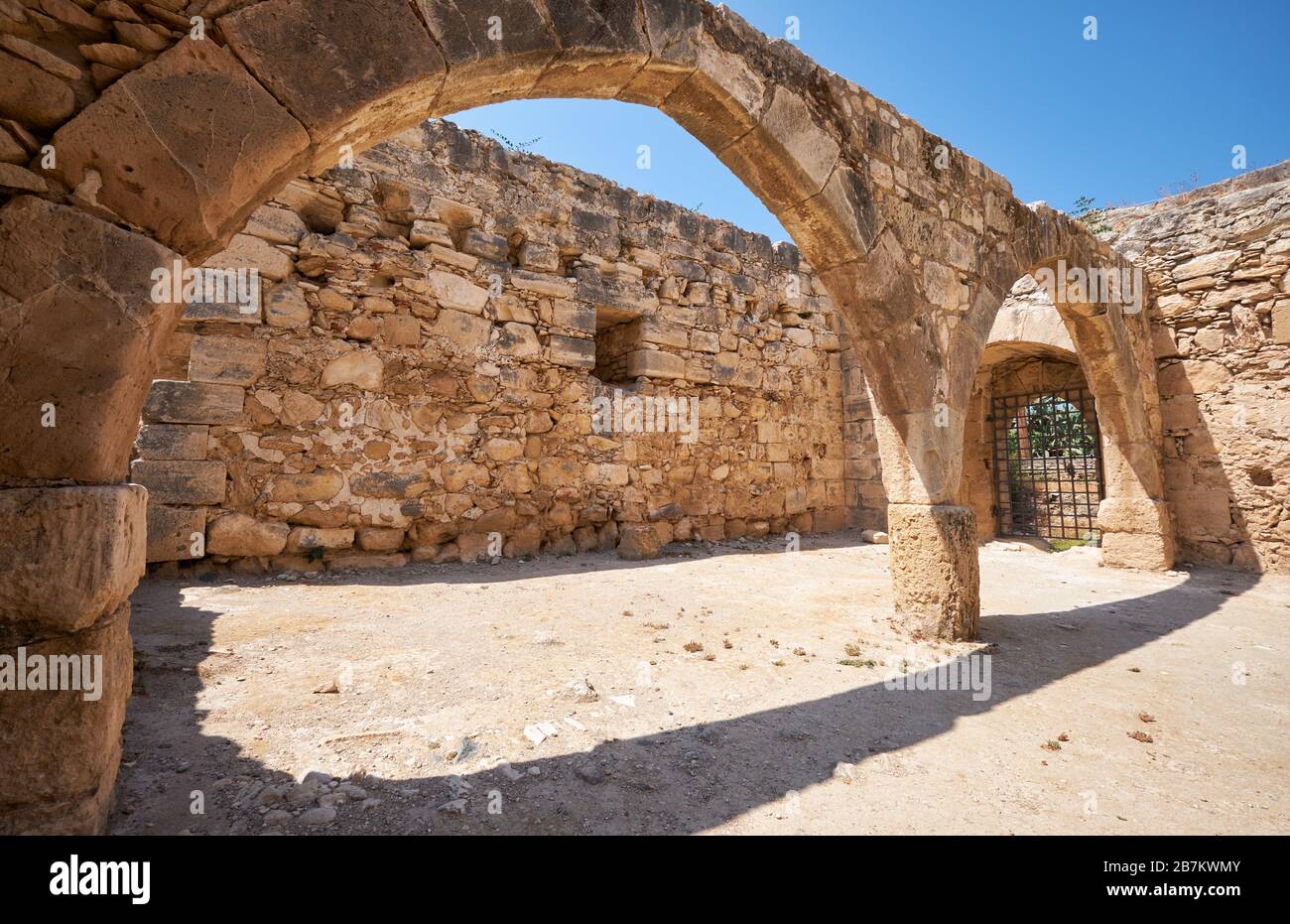 The remains of the old arches near the keep of Kolossi Castle. Kolossi ...