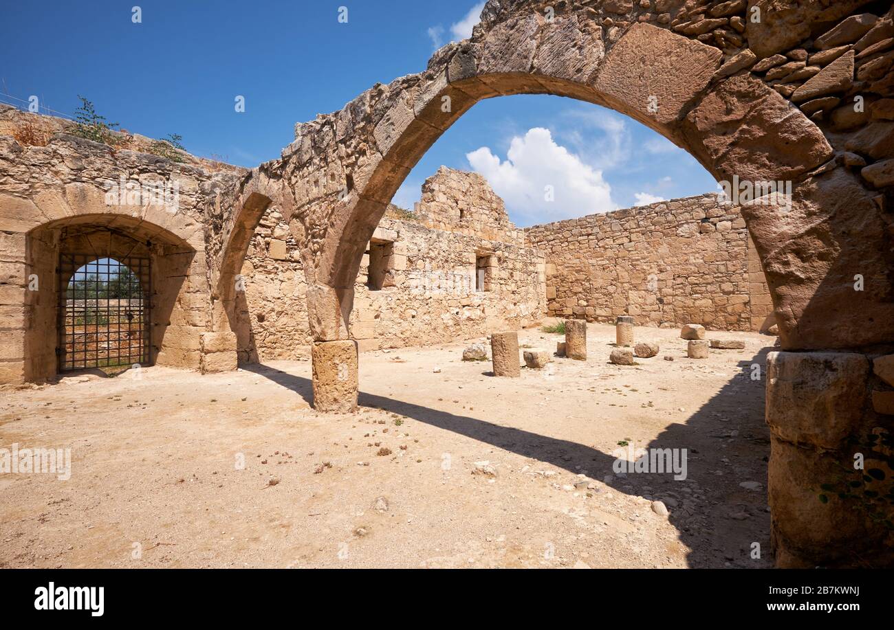 The remains of the old arches near the keep of Kolossi Castle. Kolossi ...