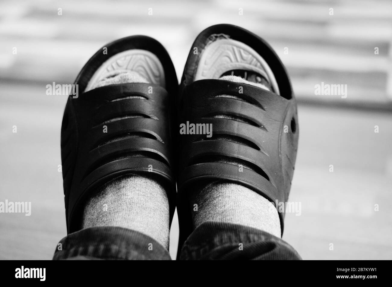 High angle shot feet Black and White Stock Photos & Images - Alamy