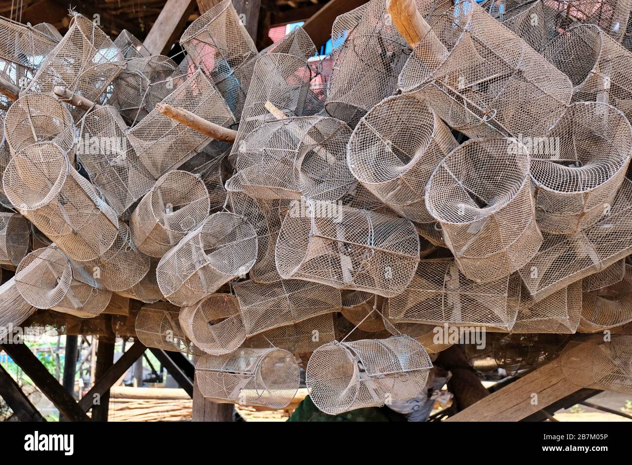 Fishing traps in village on Tonle Sap lake in Cambodia Stock Photo - Alamy