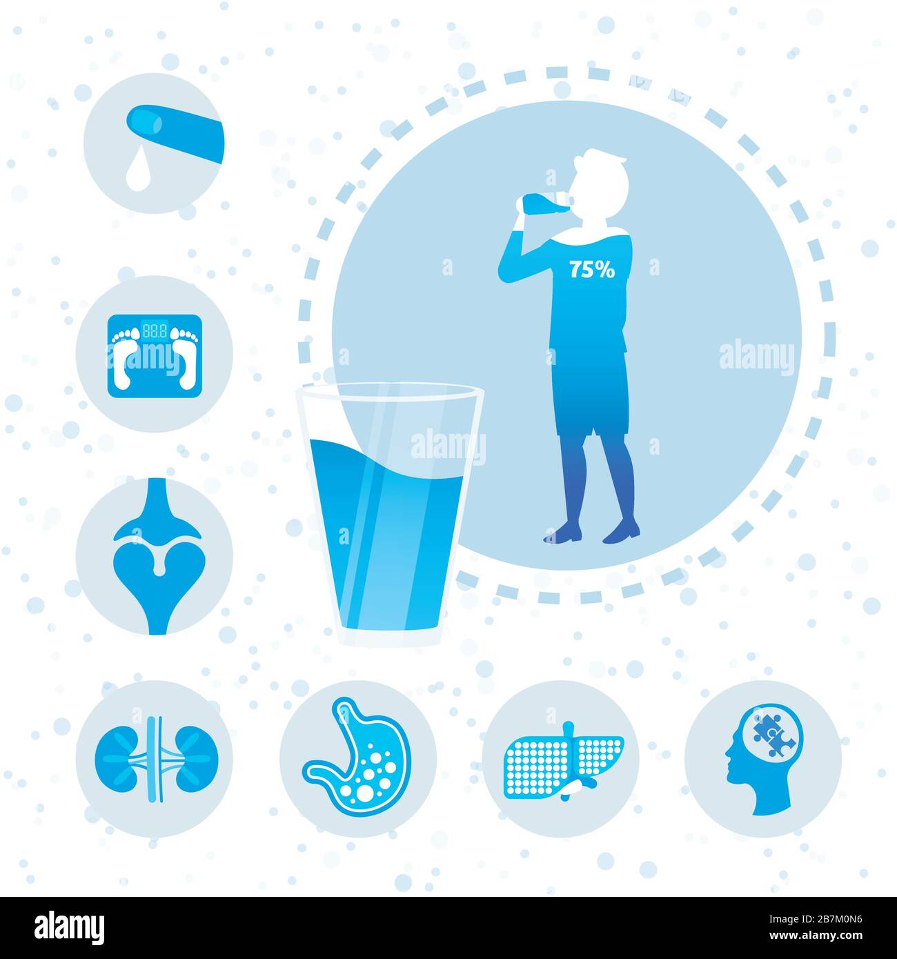 water balance in human body organs poster with boy teenager silhouette ...