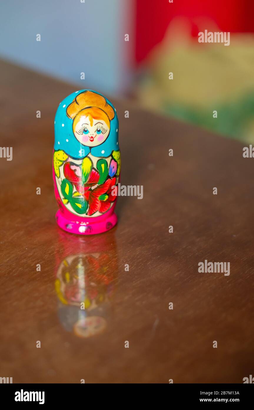 Russian toy nesting doll with a blurred background Stock Photo - Alamy