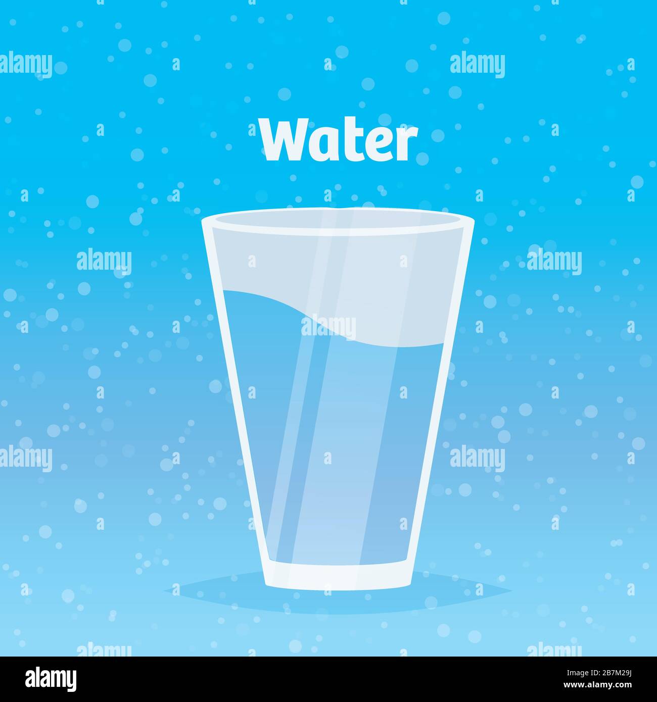 glass of fresh pure clean water healthy drink concept flat vector ...