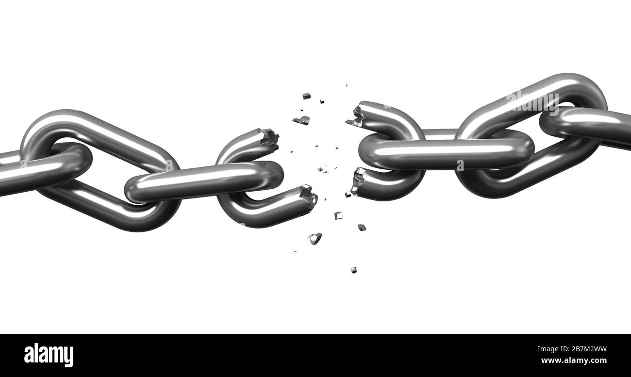 3d render of breaking chains isolated over white background Stock Photo ...