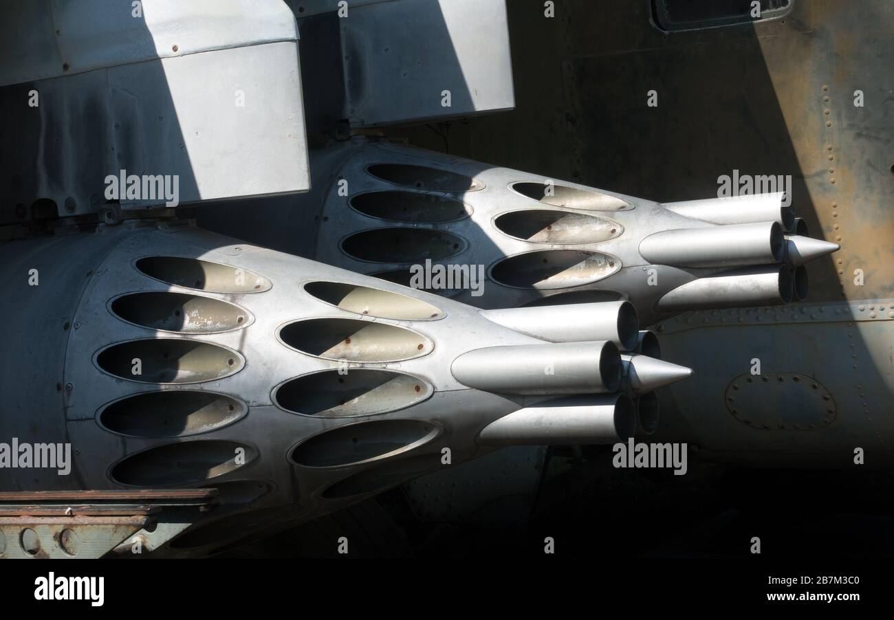 Machine gun of old Russian military airplane Stock Photo - Alamy