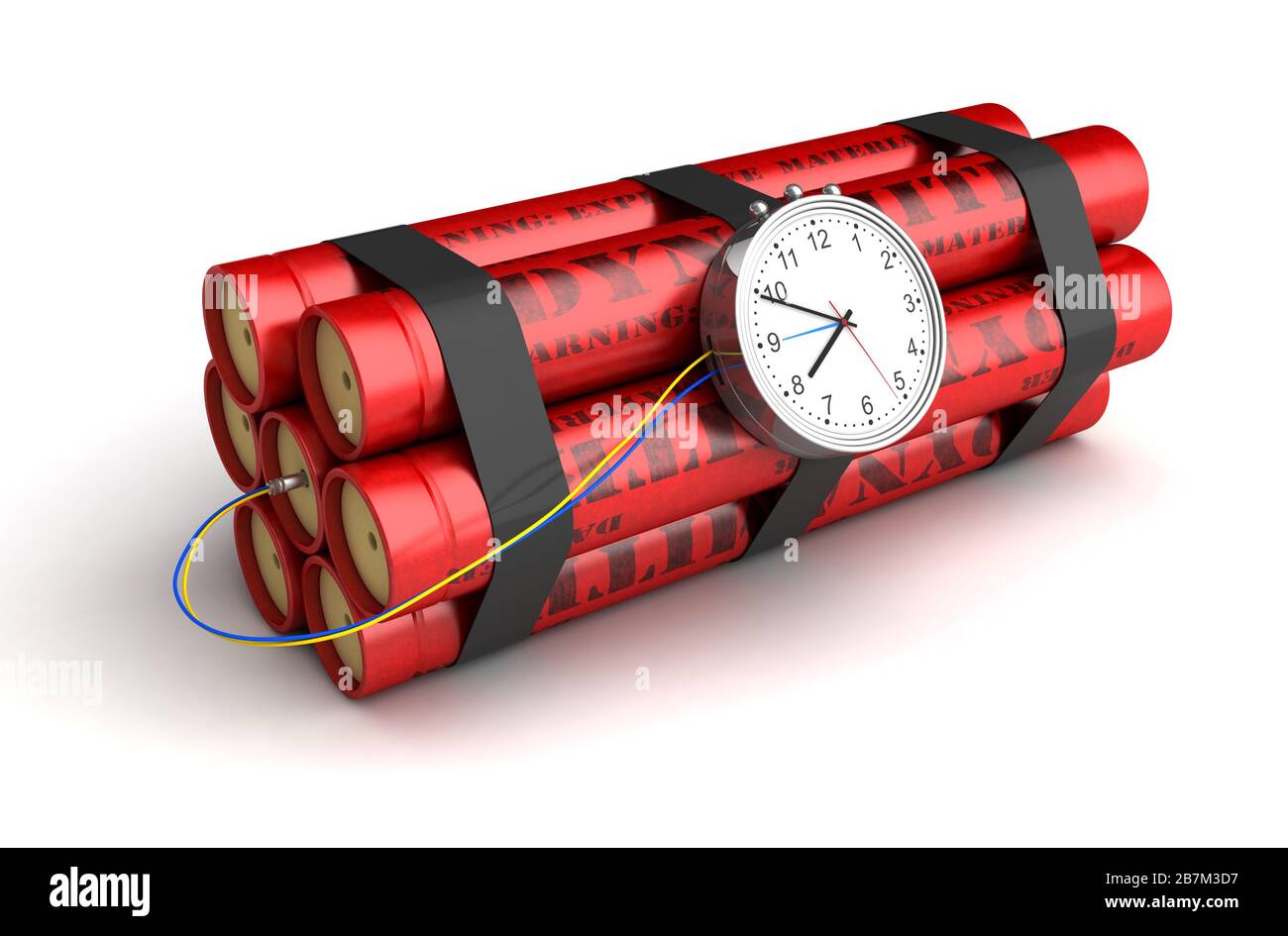 3d render of dynamite sticks with clockwork on white background Stock ...