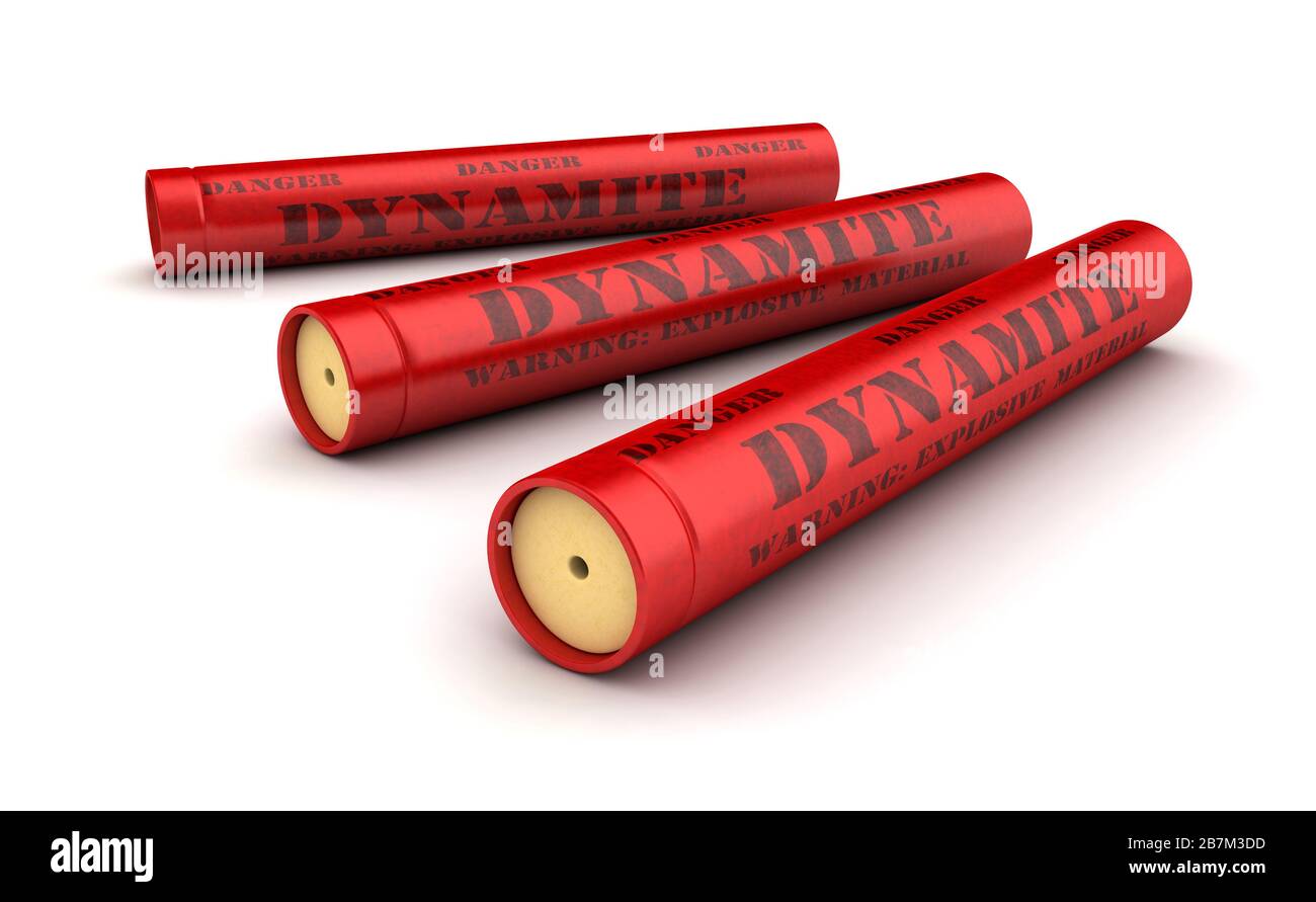 3d render of dynamite sticks on white background Stock Photo - Alamy
