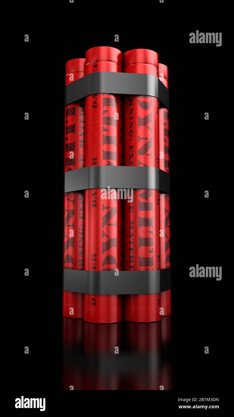 3d render of dynamite sticks on black background Stock Photo - Alamy