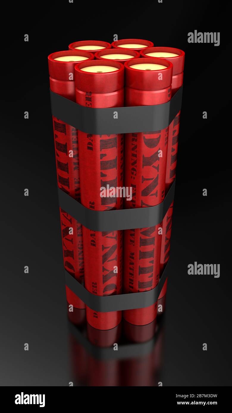3d render of dynamite sticks on black background Stock Photo - Alamy