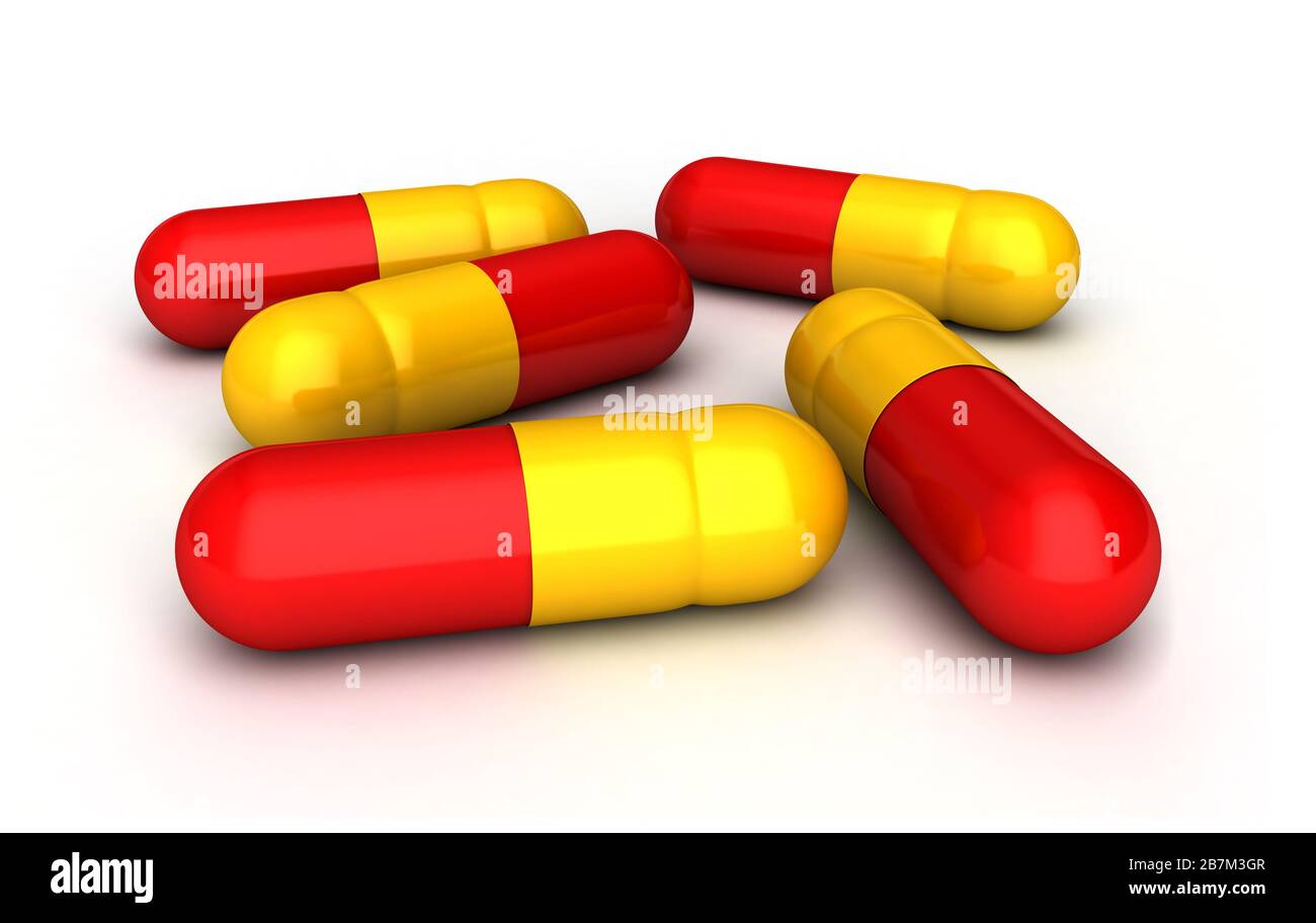 3d render of pills over white background Stock Photo - Alamy
