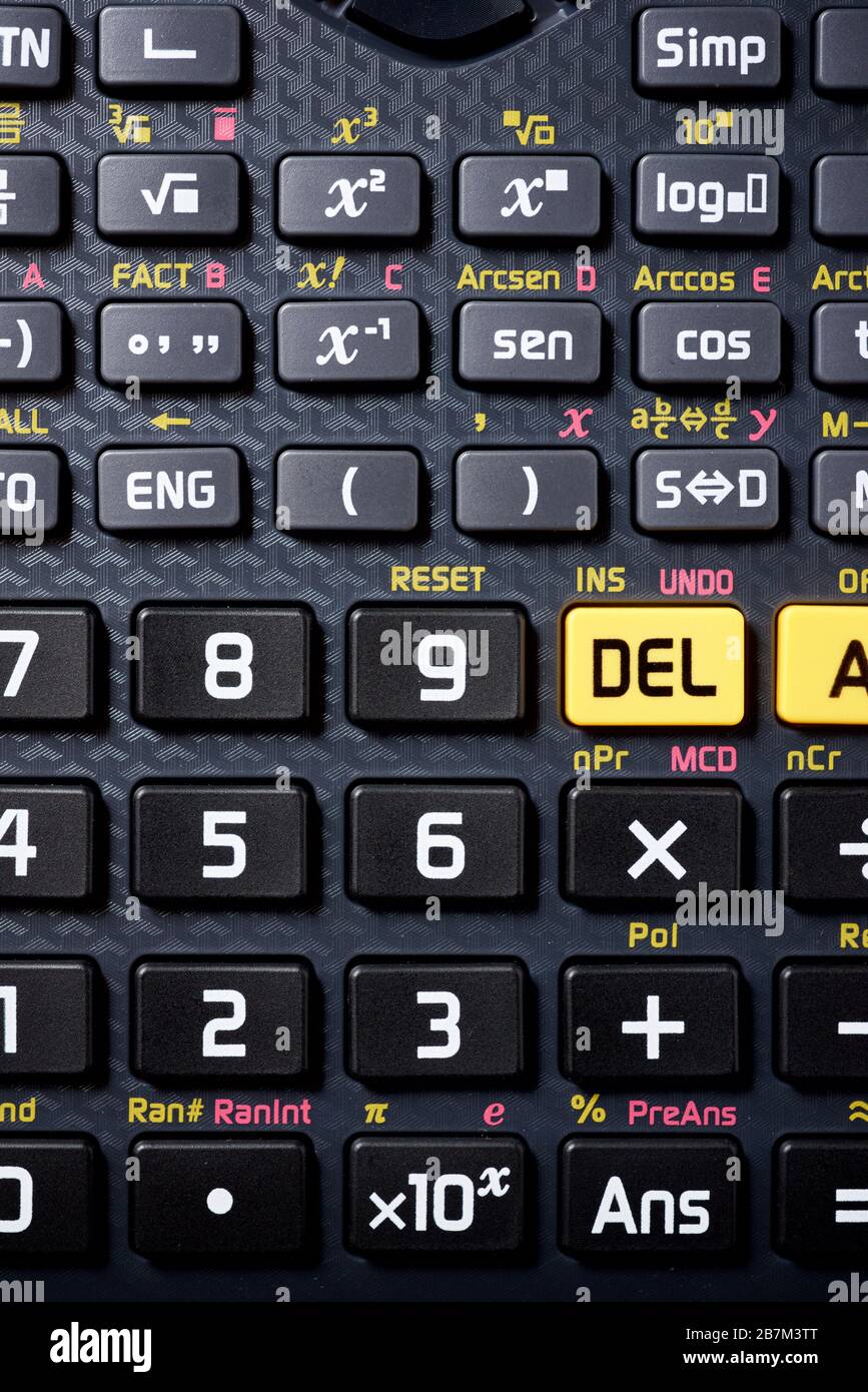 Close-up of buttons a scientific calculator Stock Photo - Alamy