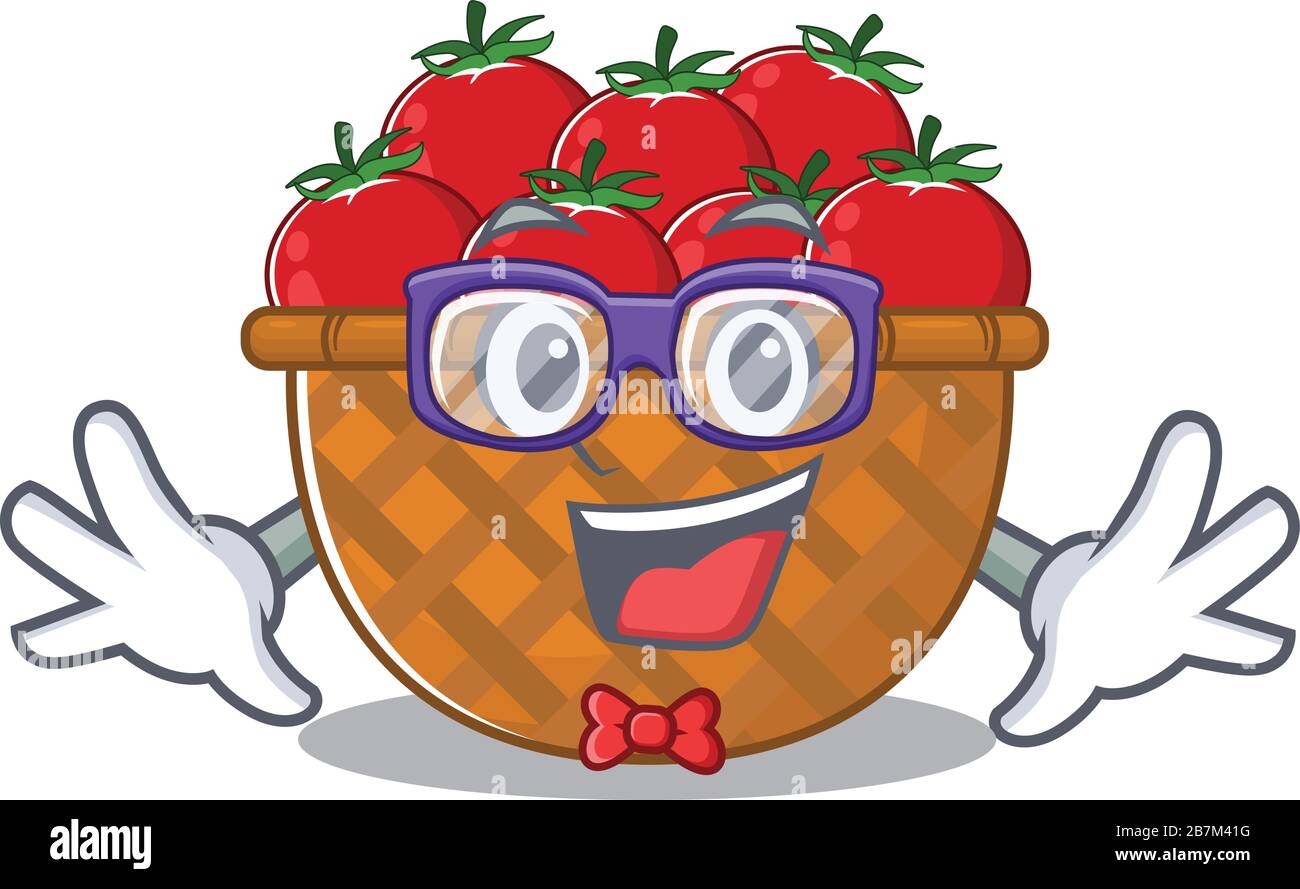 Super Funny Geek tomato basket cartoon character design Stock Vector ...