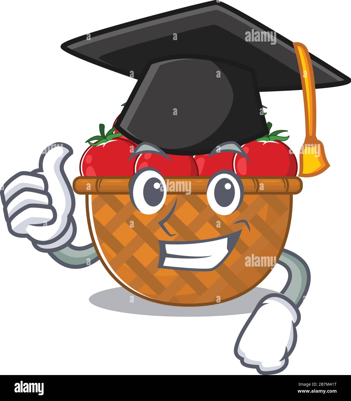 A picture of tomato basket with black hat for graduation ceremony Stock ...
