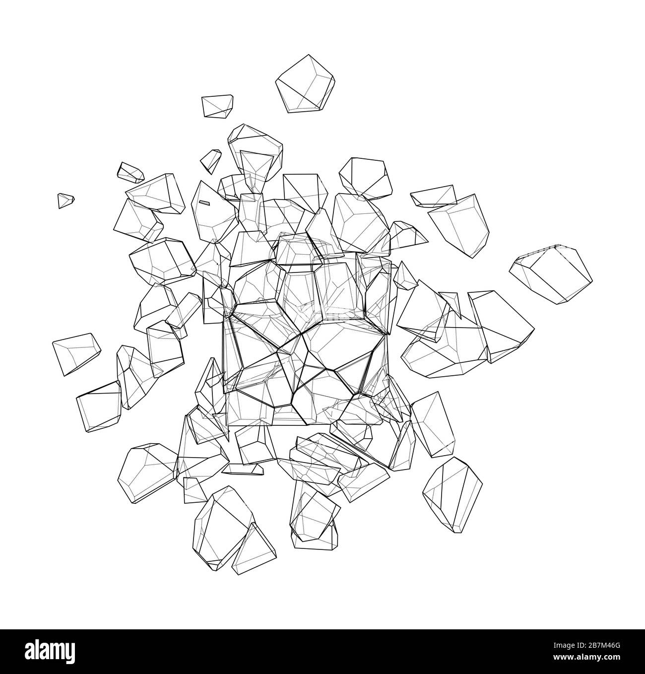A bunch of stones. Vector illustration rendered of a 3d model. Sketch ...
