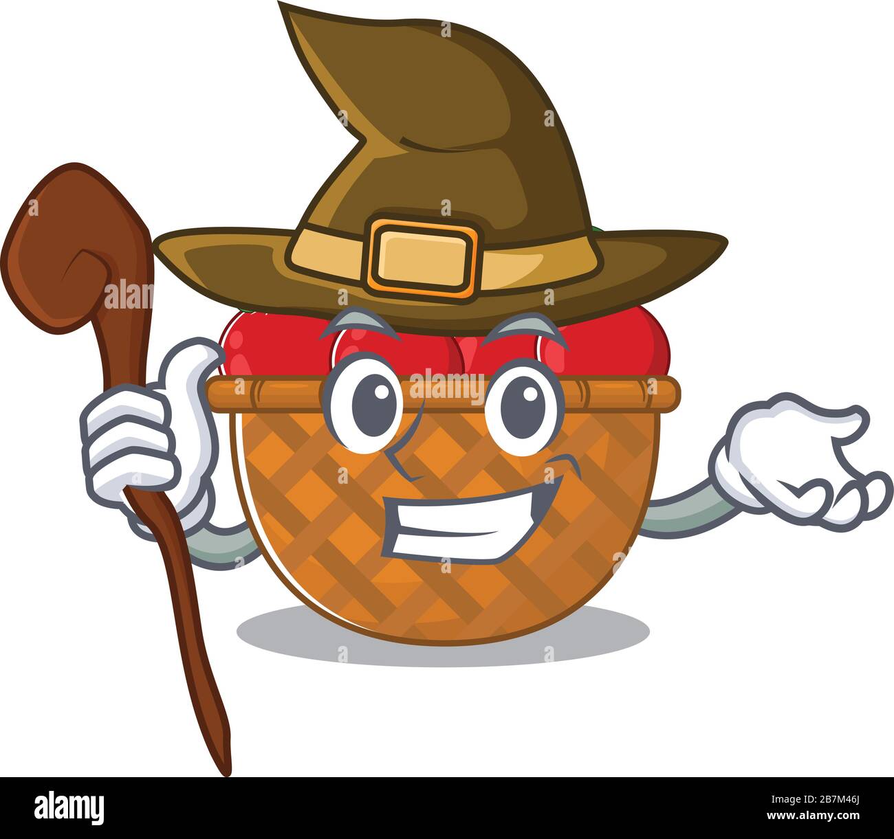 Cute and sneaky Witch tomato basket cartoon design style Stock Vector ...