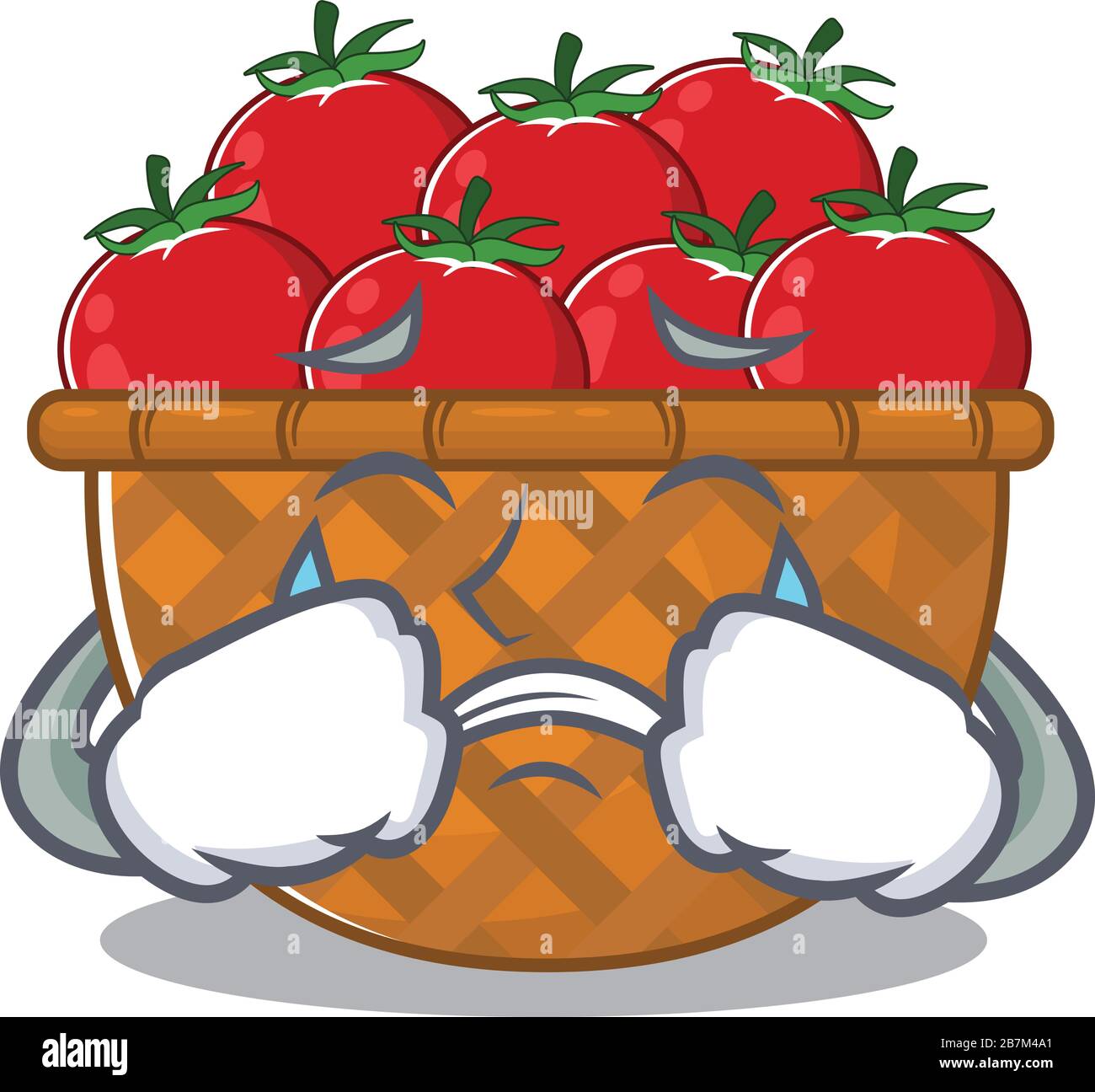 A Crying tomato basket cartoon mascot design style Stock Vector Image ...