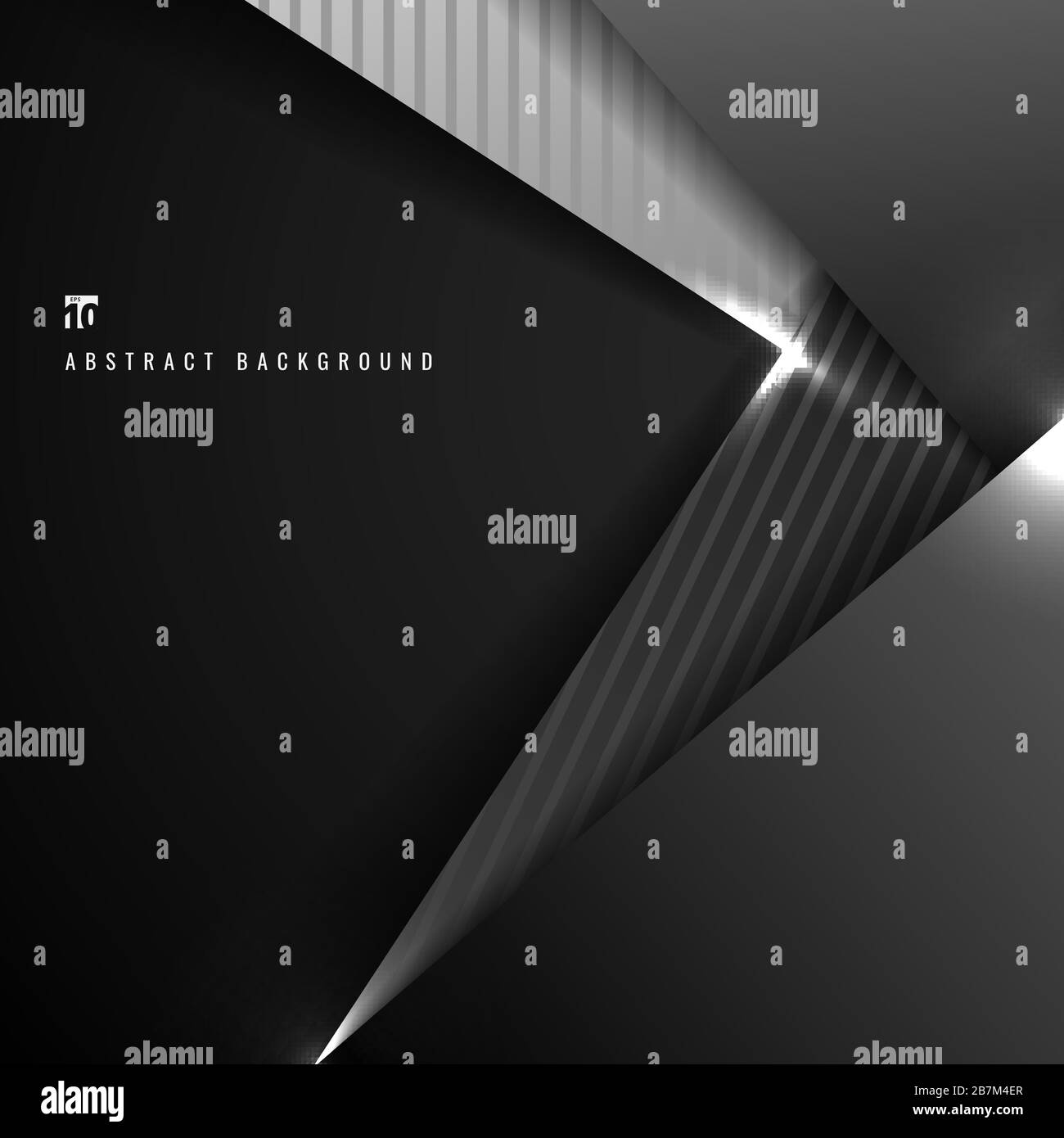 Abstract black and gray geometric triangle overlapping dimension layer ...