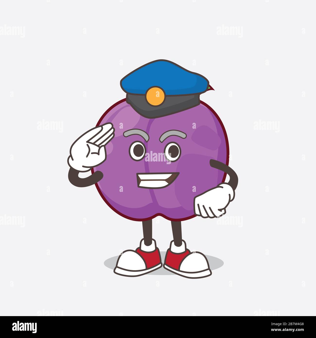 A picture of Plum Fruit cartoon mascot character working as a Police ...