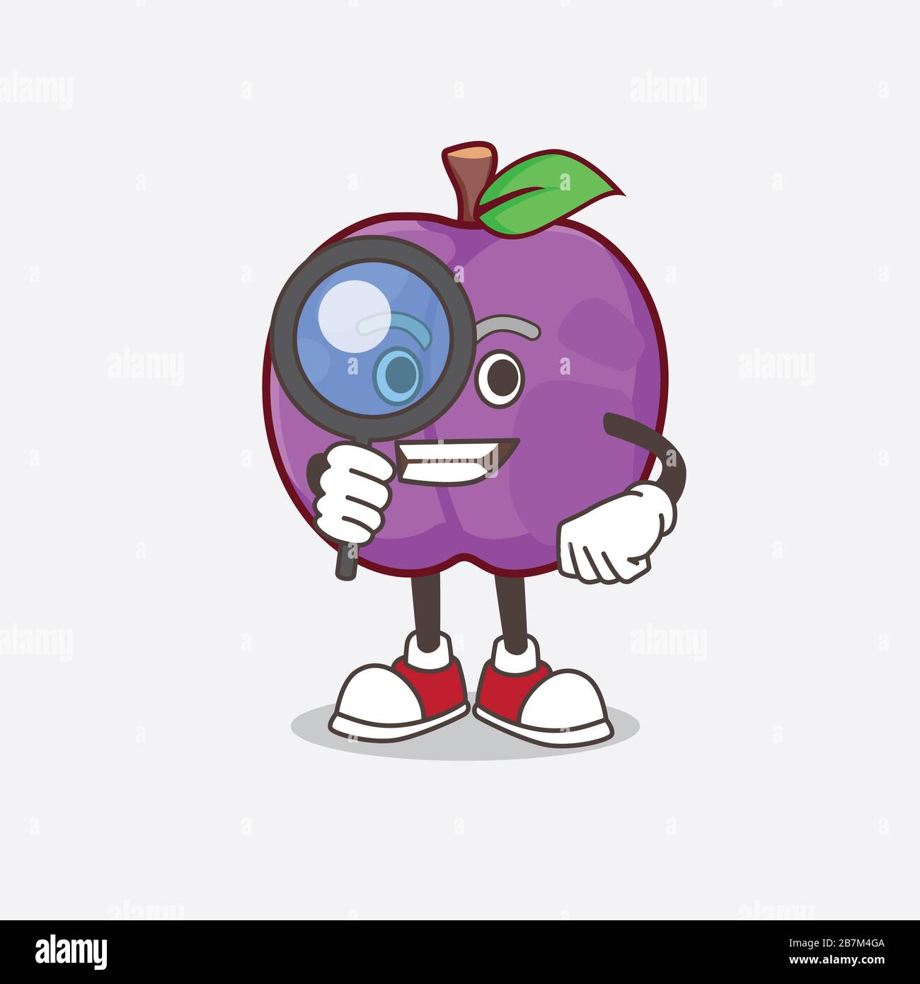 A picture of Plum Fruit cartoon mascot character as Detective design ...