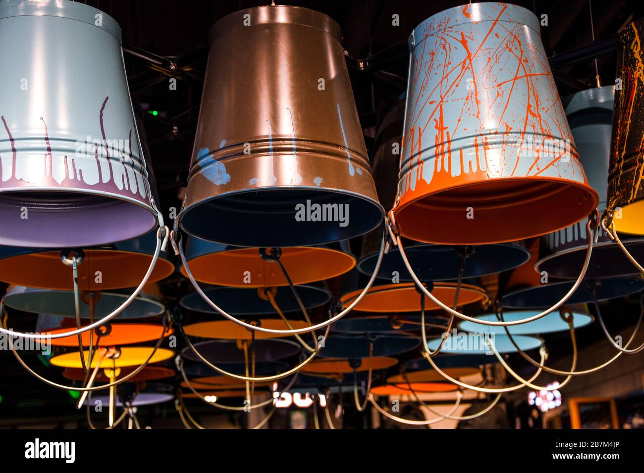 Vintage lamps in the form of a bucket Stock Photo - Alamy