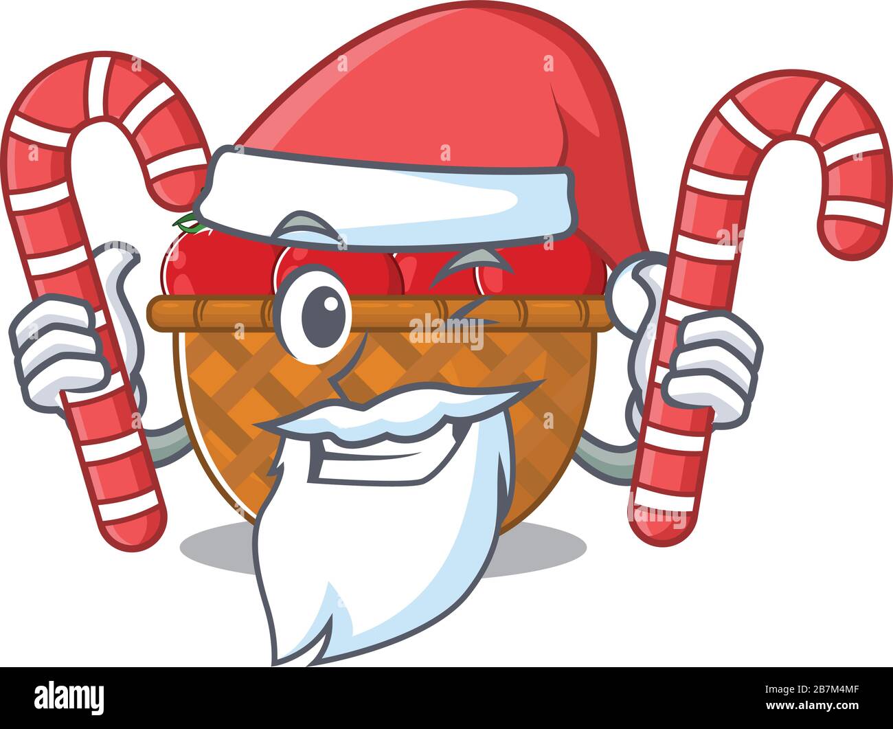 Friendly tomato basket in Santa Cartoon character having candies Stock ...