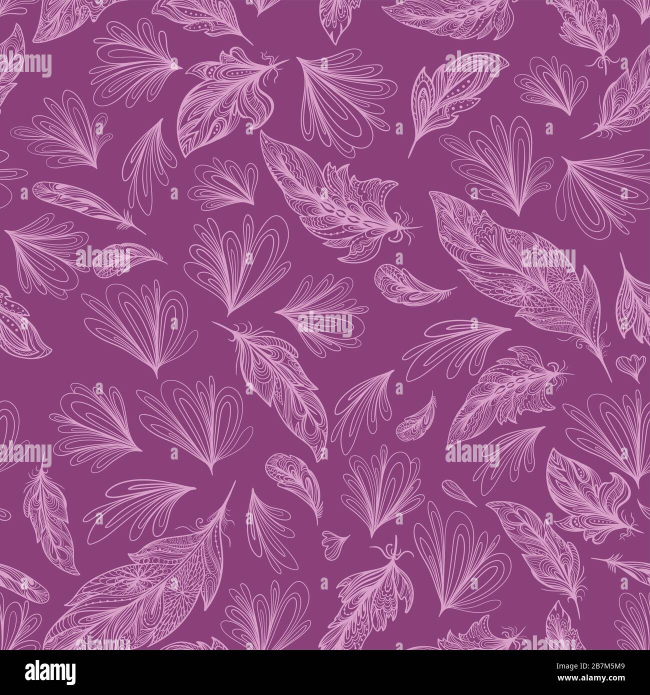 Boho style Vector Feather and Flower Pattern Stock Vector Image & Art ...