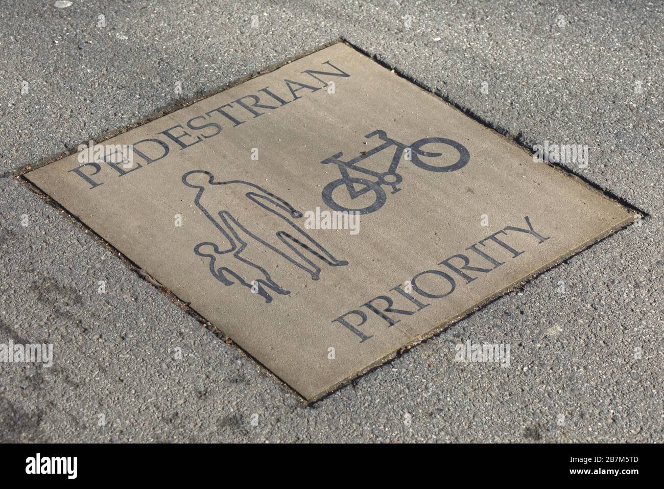 Pedestrian priority sign hi-res stock photography and images - Alamy