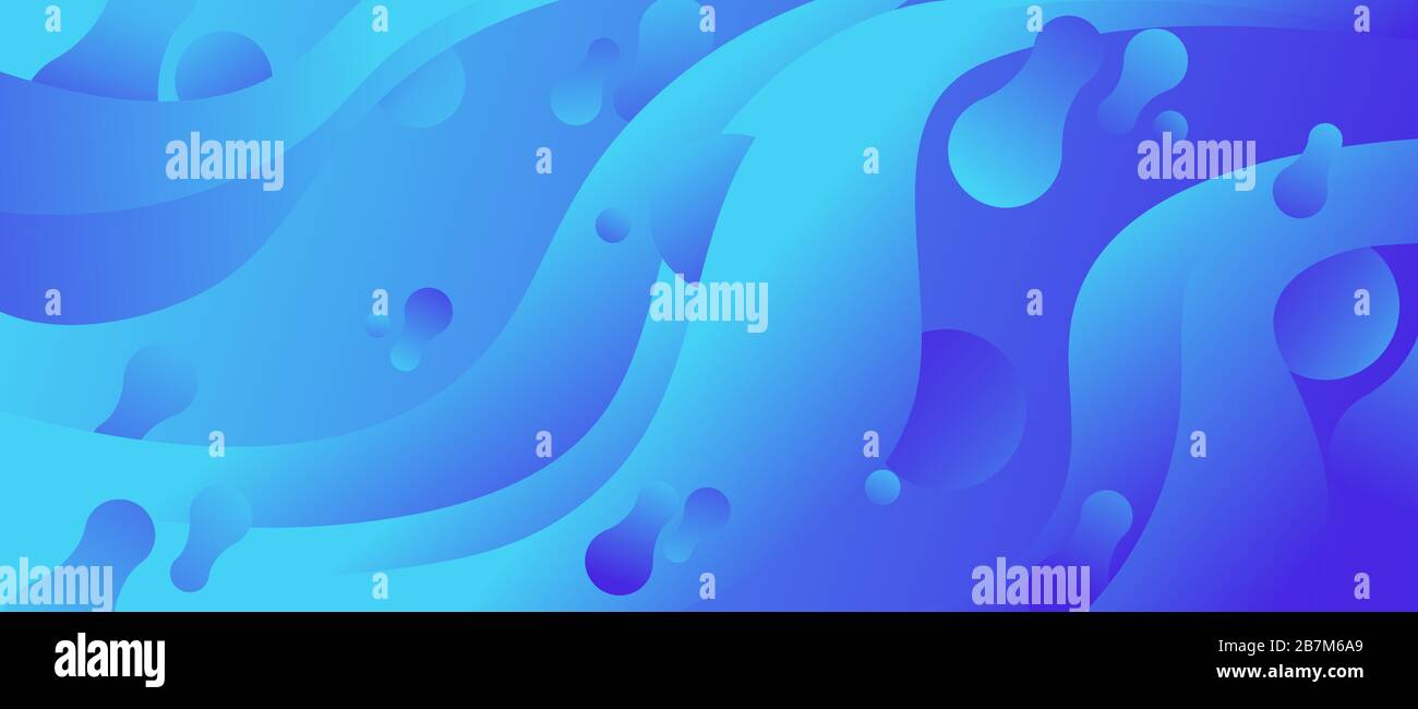 Abstract fluid blue dynamic flow with different geometric shapes ...