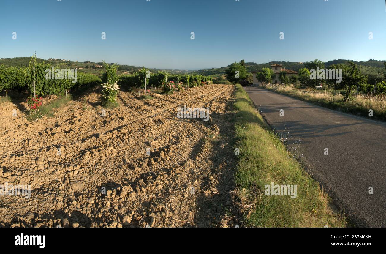 Rural roadside scene in Tuscany, region of Florence Stock Photo - Alamy