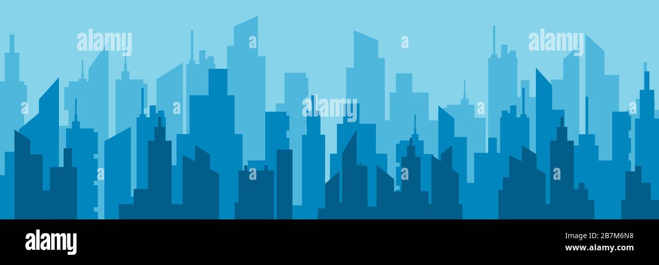 Horizontal city skyline vector flat illustration. Urban architecture ...