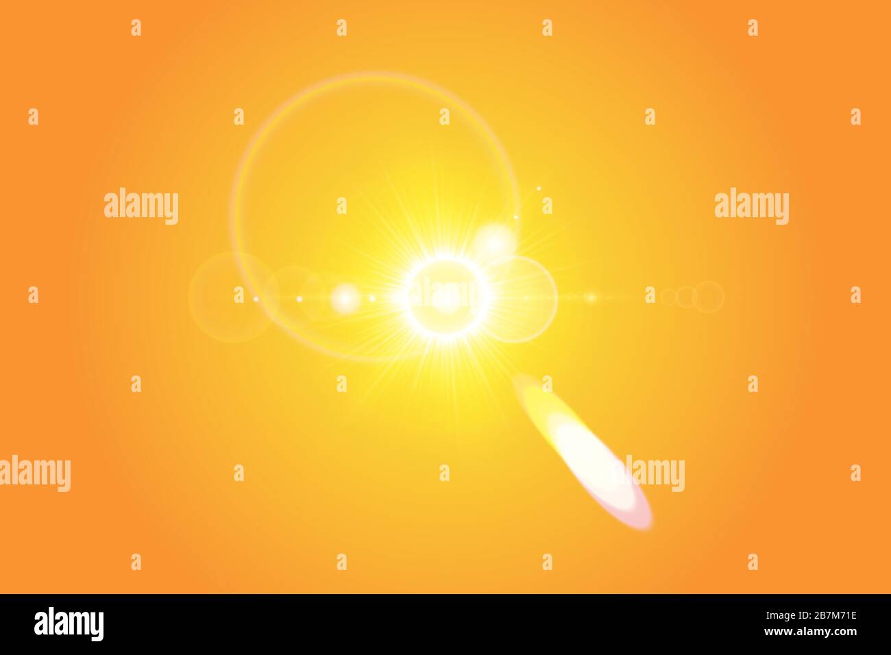 Warm sun on a yellow background. Summer. Glare. Solar rays Stock Vector ...