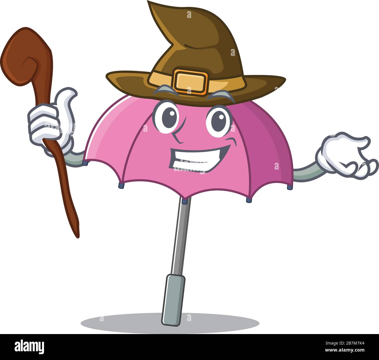 Cute and sneaky Witch pink umbrella cartoon design style Stock Vector ...