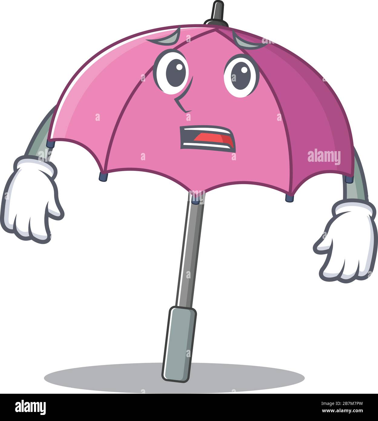 Cartoon picture of pink umbrella showing anxious face Stock Vector ...