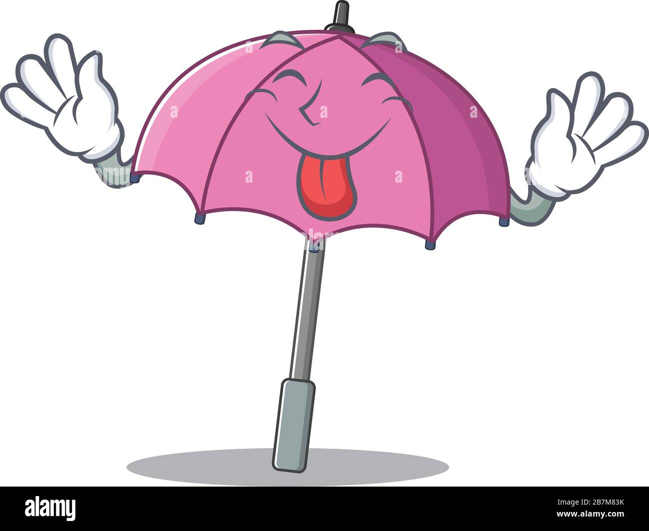 Funny face pink umbrella mascot design style with tongue out Stock ...