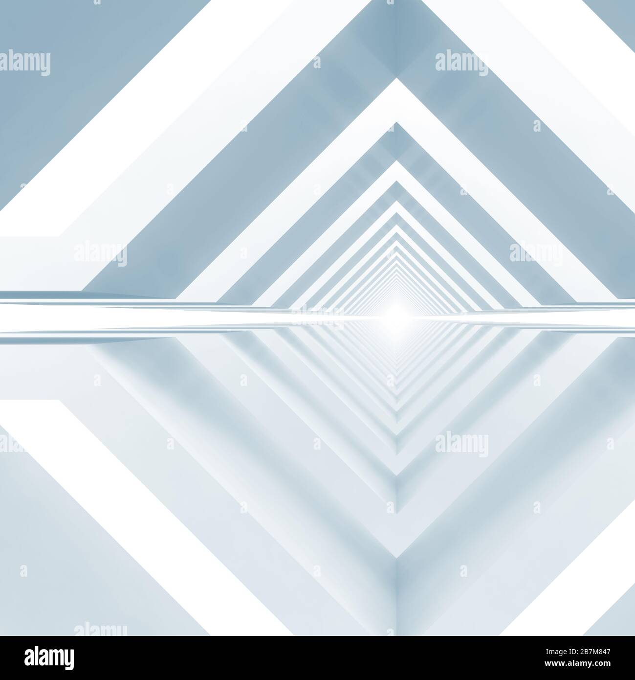 Abstract endless tunnel perspective, blue toned square computer ...