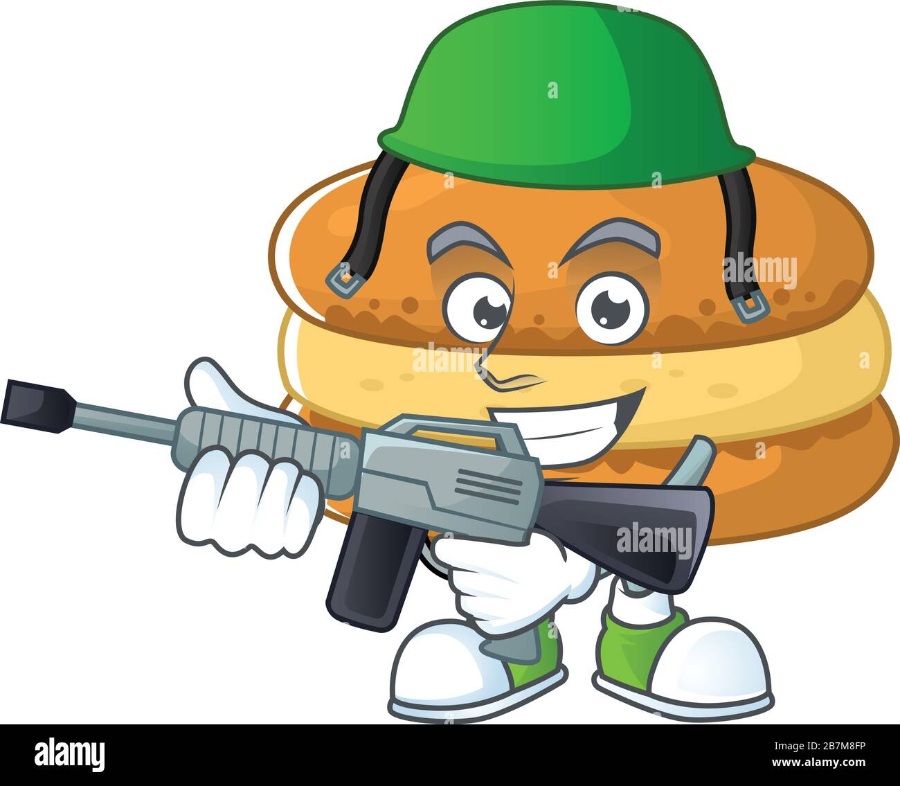 An elegant picture of chocolate macarons as an Army having machine gun ...