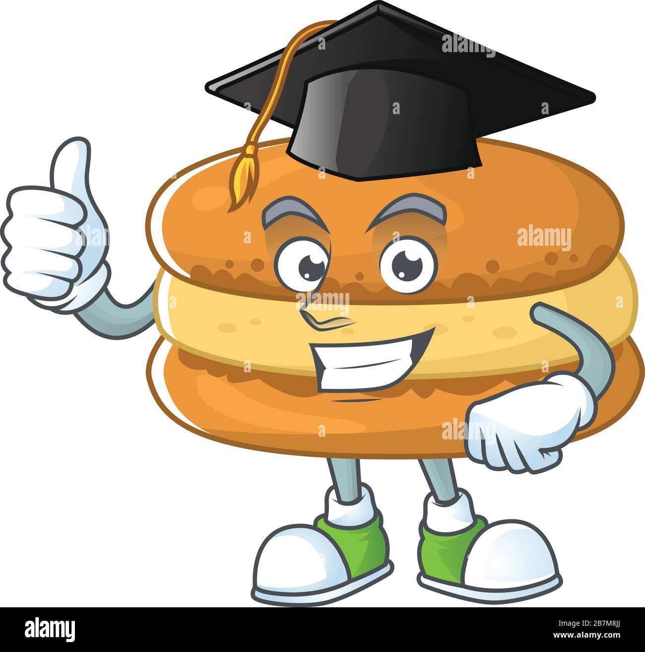 Happy face of chocolate macarons in black graduation hat for the ...