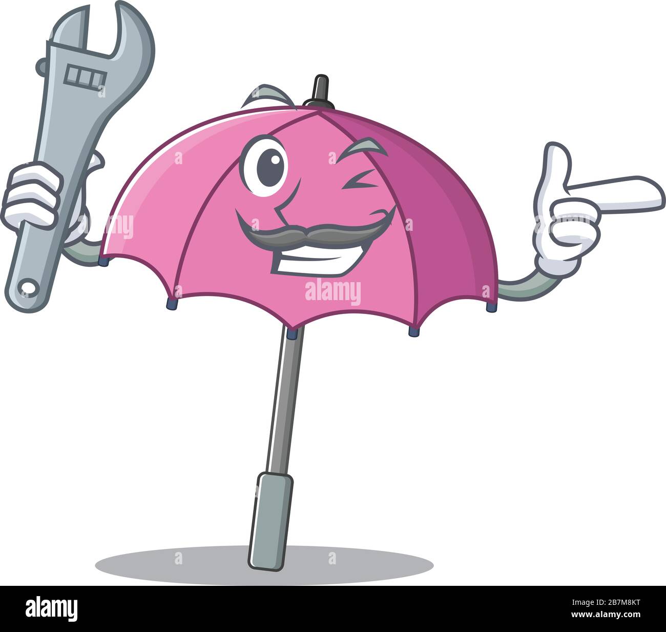 A picture of cool mechanic pink umbrella cartoon character design Stock ...