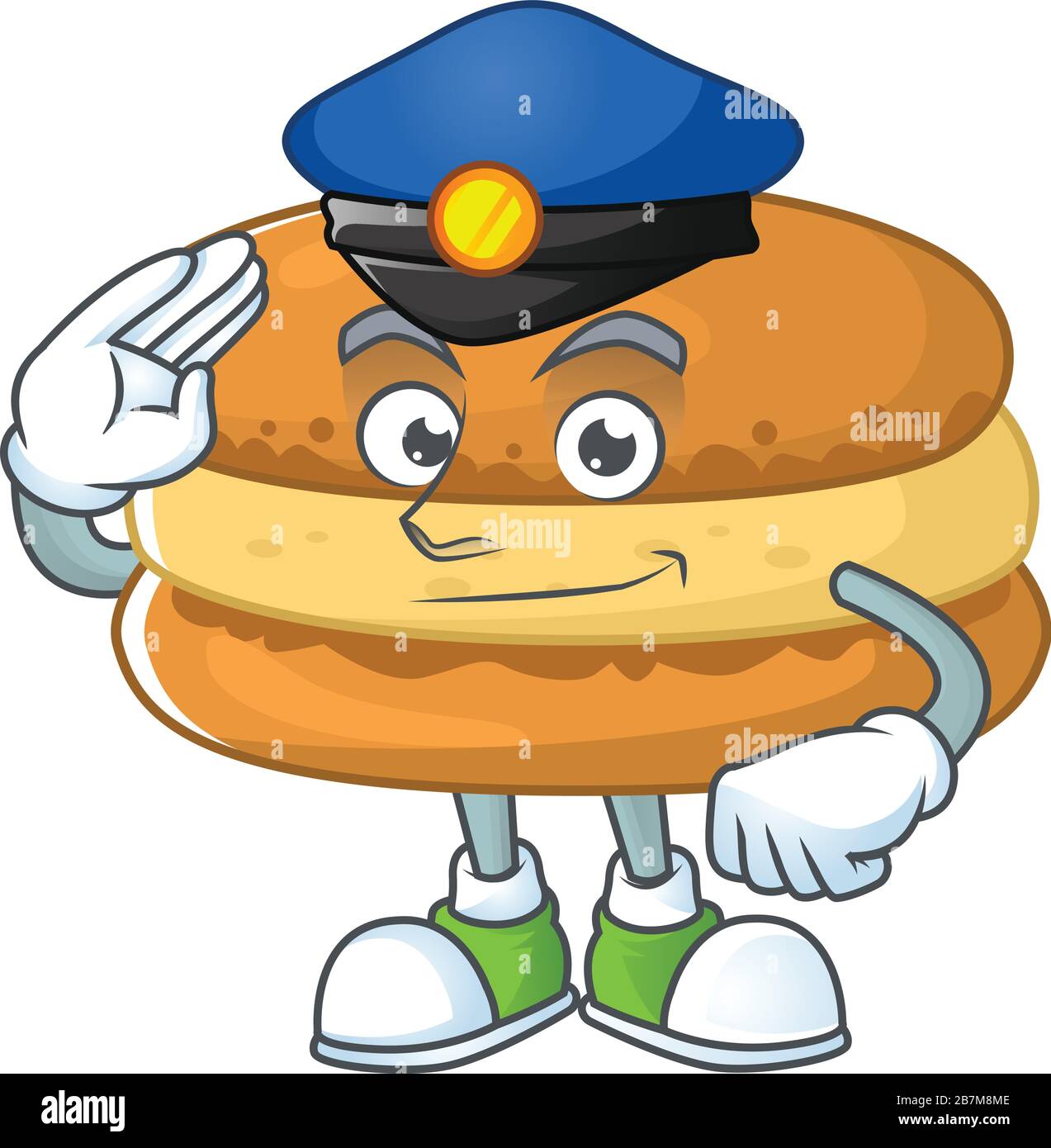A cartoon of chocolate macarons dressed as a Police officer Stock ...