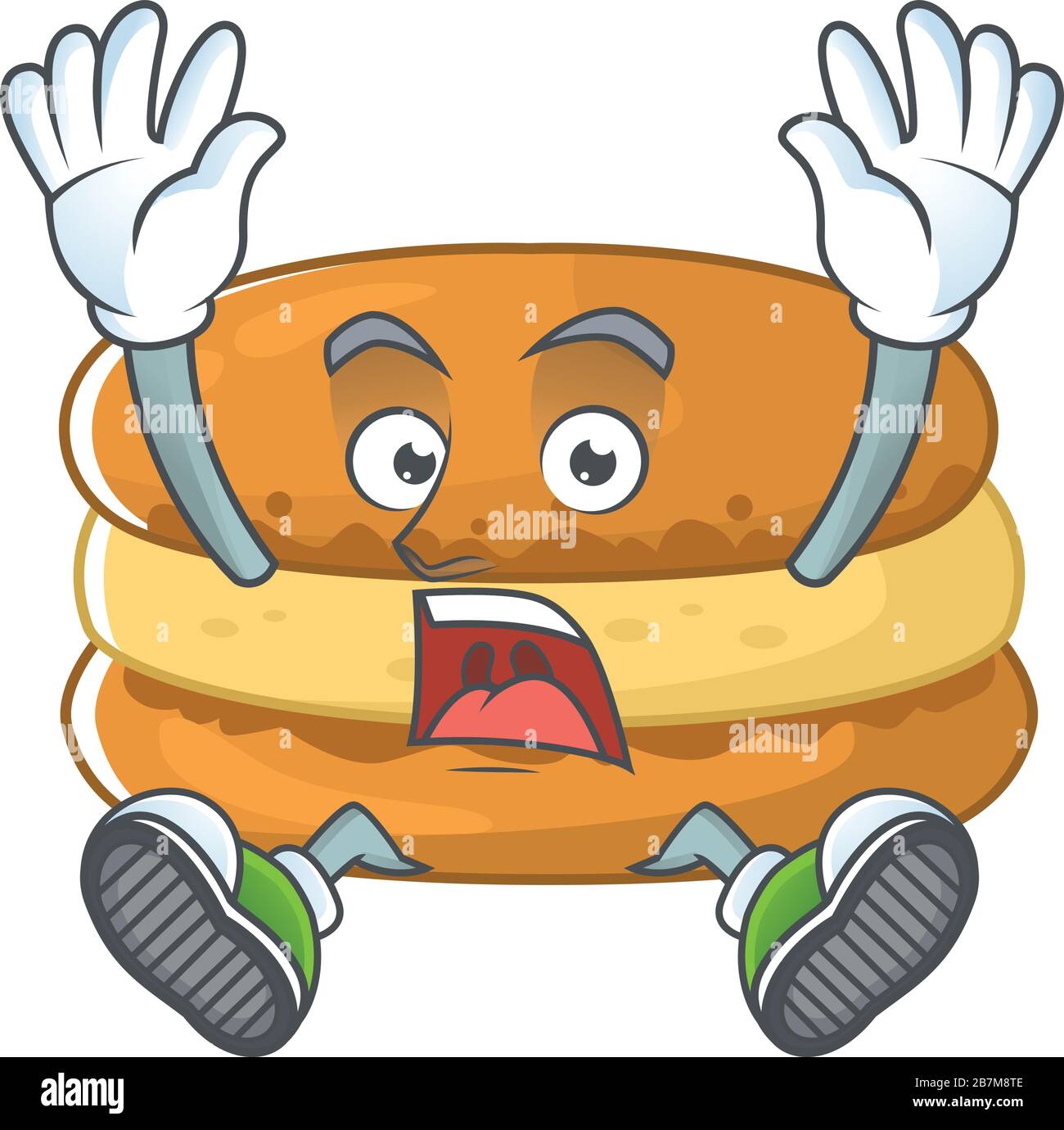 A stunning chocolate macarons cartoon character with happy face Stock ...